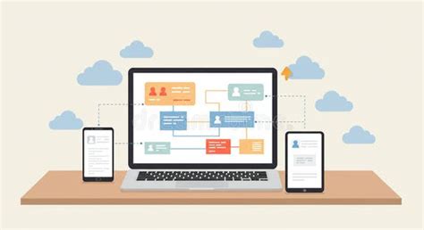 A Digital Illustration Depicting A Workflow Or Network Diagram On A