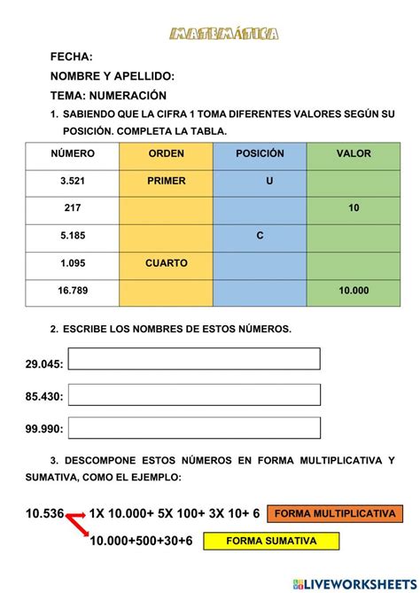 Numeración Online Exercise For 5 Live Worksheets
