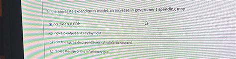 Solved In The Aggregate Expenditures Model An Increase In