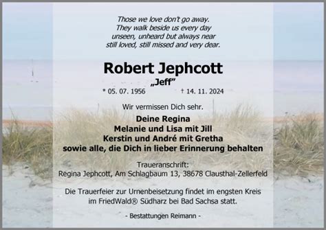 Traueranzeigen Von Robert Jephcott Harztrauerde