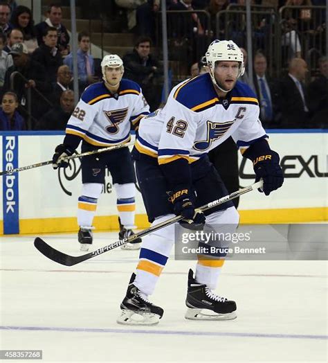 David Backes Of The St Louis Blues Skates Against The New York News