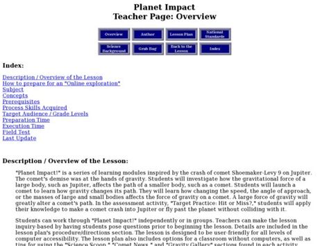 Planet Impact Lesson Plan For 8th 10th Grade Lesson Planet