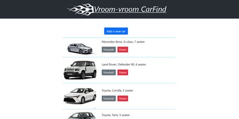 GitHub KatherineOracle VroomVroomCarFind A React Express App That Create Reads Updates