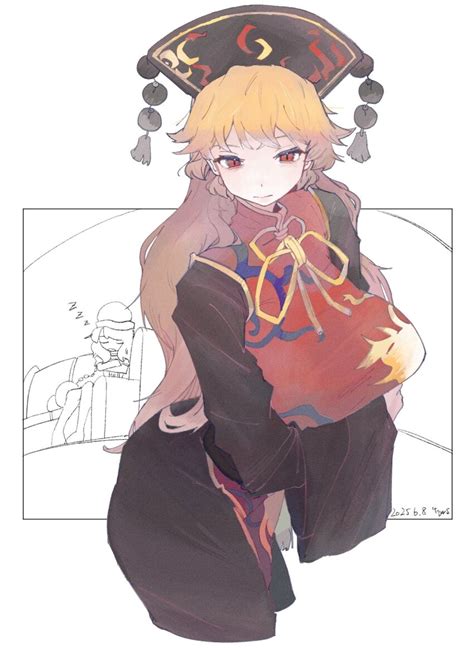 4qw5 Hecatia Lapislazuli Junko Touhou Touhou Highres 2girls Arms Under Breasts Black