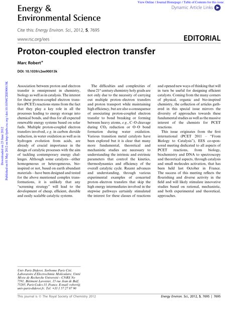 Pdf Proton Coupled Electron Transfer