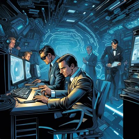 James Bond Working At Computers As A Cyber Security Expert Feels High