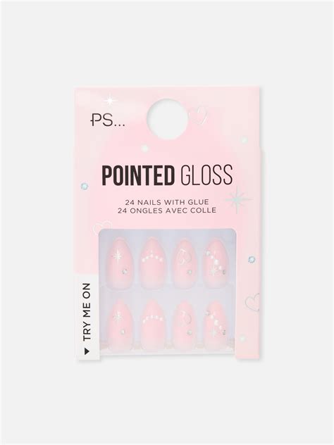 Pink Ps Pointed Gloss False Nails Penneys