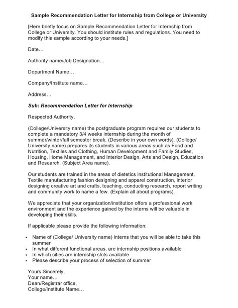 40 Perfect Recommendation Letters For Internship Word