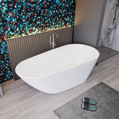 Odessa 1500mm Oval Asymmetrical Gloss Freestanding Bath Tub Acqua Bathrooms