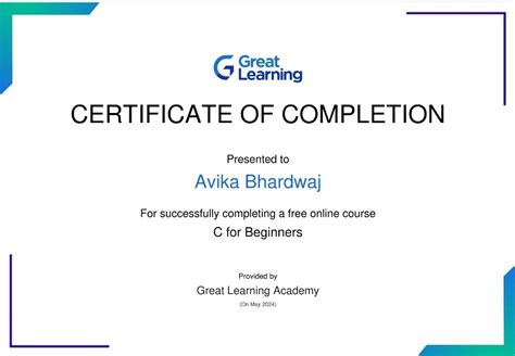 Completed C For Beginners Course Avika Bhardwaj Posted On The Topic