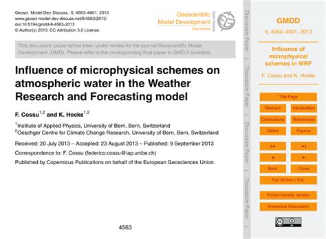 Pdf Influence Of Microphysical Schemes On Atmospheric Water In The Weather Research And