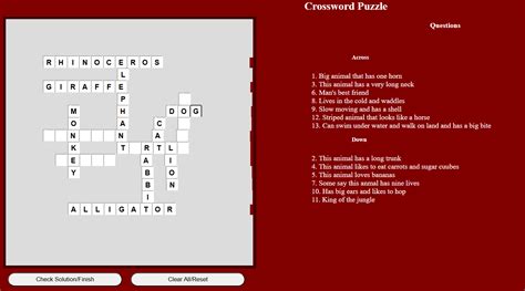 Crossword Puzzle Game Using Html And Css In Javascript With Source Code Sourcecodester