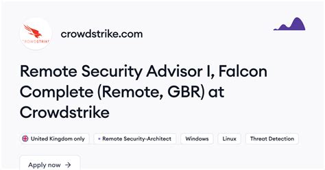 Crowdstrike Hiring Security Advisor I Falcon Complete Remote Gbr