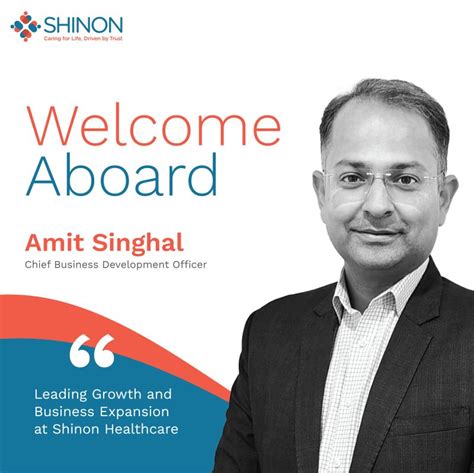 Welcoming Amit Singhal To Shinon Healthcare We Are Thrilled To Announce That Amit Singhal