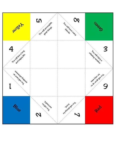 Free Printable Origami Fortune Teller Instructions Download Free