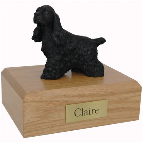 Cocker Spaniel Cremation Figurine Urn Wwooden Storage Box