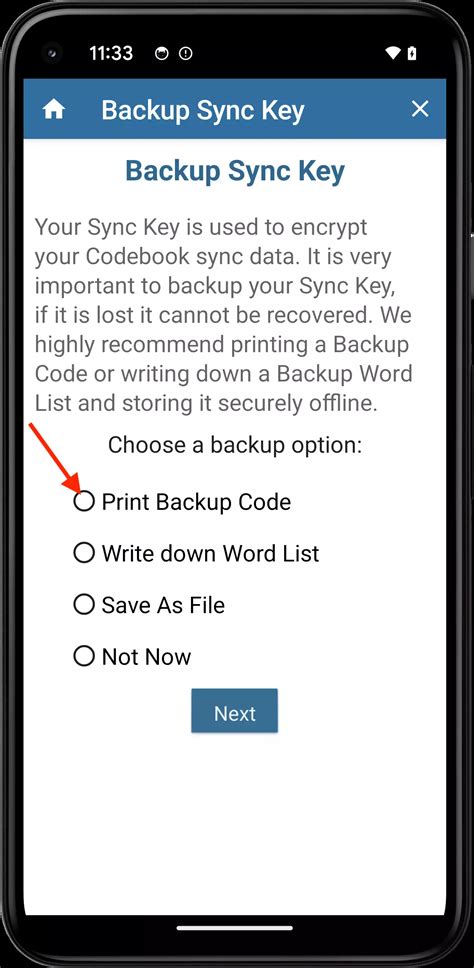 Codebook Help Backup Your Sync Key