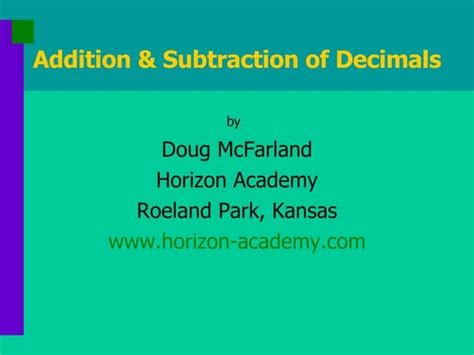 Decimals Add And Subtract Ppt