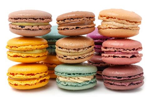 Assorted Colorful Macarons Stacked Perfect For A Sweet And Vibrant Dessert Showcasing Gourmet