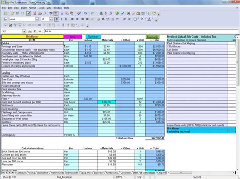 Quantity Takeoff Spreadsheet Within Construction Material Takeoff