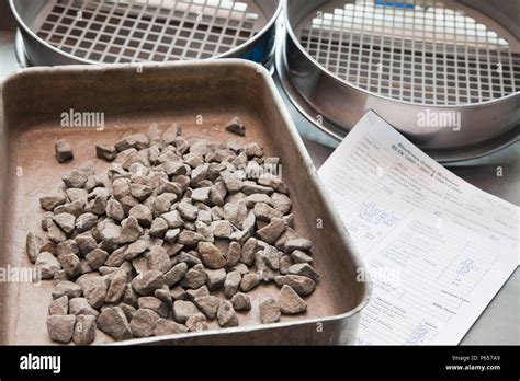 Test Sample Of Aggregate With Test Sheet Following Aggregate Sieving In The Surrey County