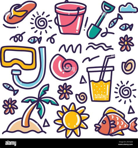 Hand Drawn Beach Doodle Stock Vector Image And Art Alamy