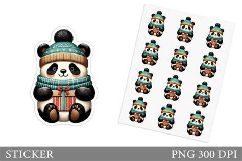 Cute Panda Sticker Christmas Sticker Graphic By Shishkovaiv · Creative