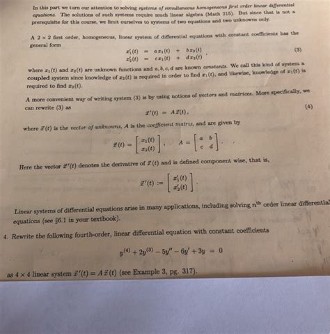 Solved In This Part We Turn Our Attention To Solving Systems