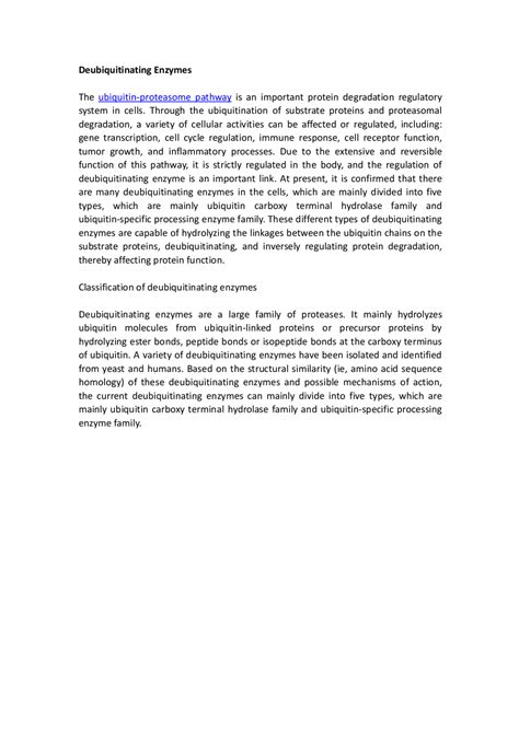Deubiquitinating Enzymes Docsity