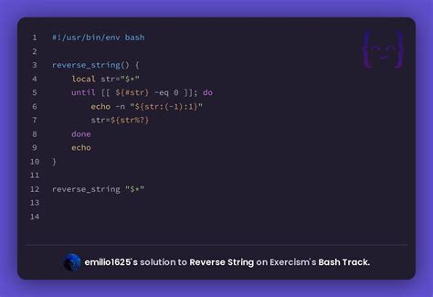 Emilio1625s Solution For Reverse String In Bash On Exercism