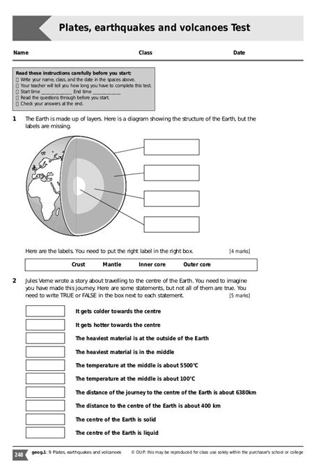 Tectonic Plates Map Worksheets