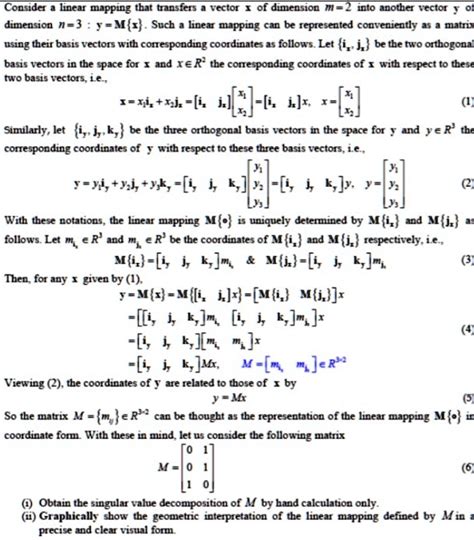consider linear mapping that transfers vector 1 of dimension m 2 into