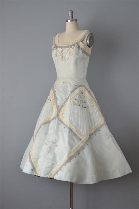Rare 1950s Fontana Dress Sorelle Fontana Couture Dress Pale Blue