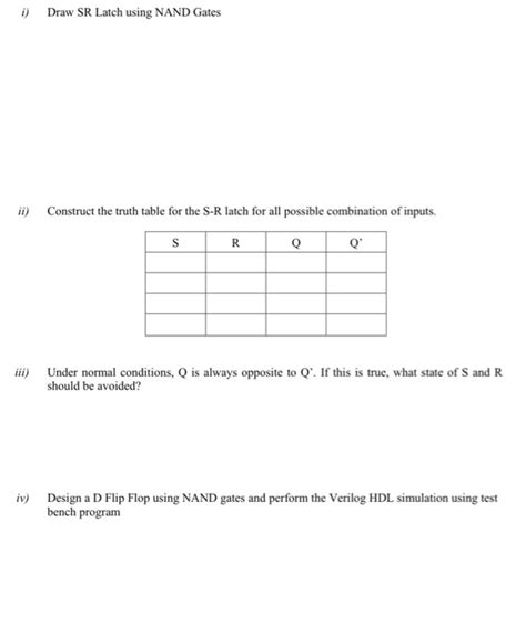 Solved I Draw SR Latch Using NAND Gates Ii Construct The Chegg Com