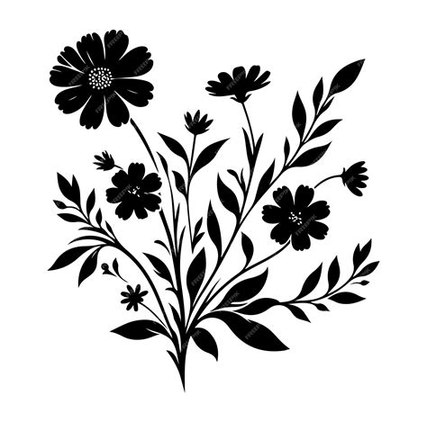 Flower Silhouette Vector Premium Ai Generated Vector