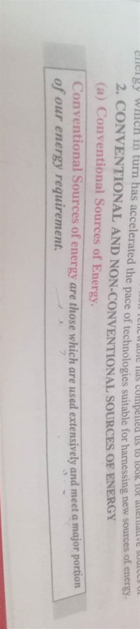 2 Conventional And Non Conventional Sources Of Energy A Conventional S
