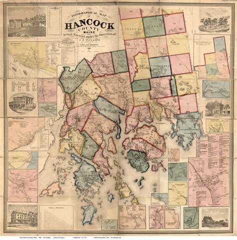 Map Of Hancock County Me 1860 Print Of Wall Map