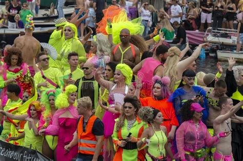 Drag Queen United Boat At The Gay Parade At Amsterdam The Netherlands