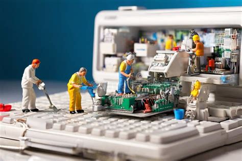 Miniature People On Top Of Computer Mouse Stock Illustration