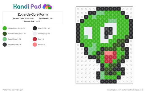 Zygarde Core Form Pokemon 0718 Fuse Bead Pattern Kandi Pad Kandi