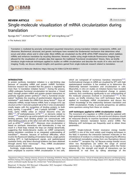 Pdf Single Molecule Visualization Of Mrna Circularization During