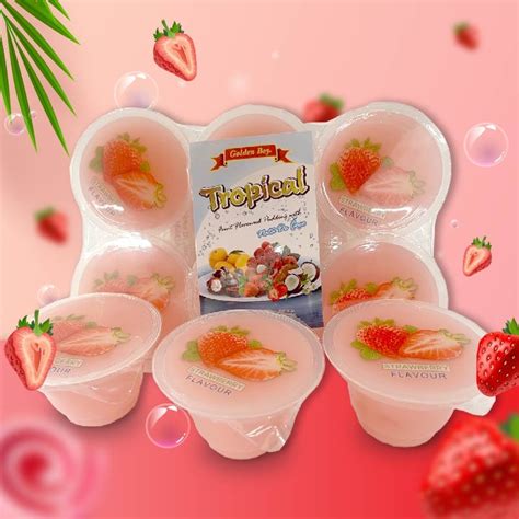 Get Tropical Pudding Nata De Coco Strawberry Flavour 6 Pcs Tray