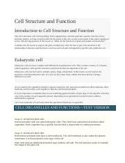 Cell Structure And Function Notes Cell Structure And Function Introduction To Cell Structure