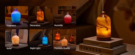 Essential Oil Diffuser Hand Blown Glass 160 Ml Aromatherapy Diffuser Ultrasonic Cool Mist