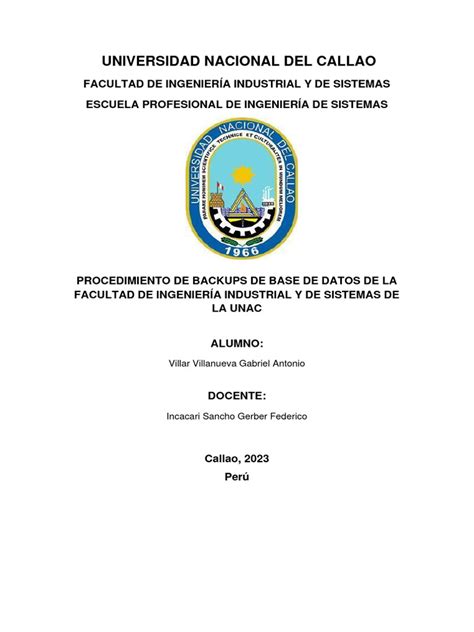 Procedimiento De Backups Pdf Apoyo Bases De Datos