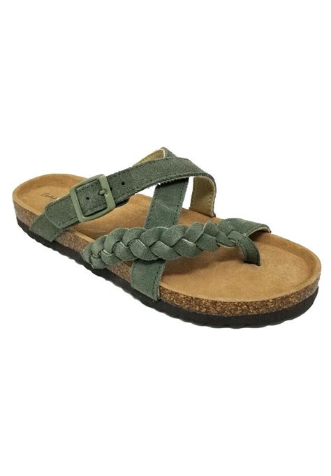 Braided Suede Leather Footbed Sandal Criss Cross Olive Woman Within