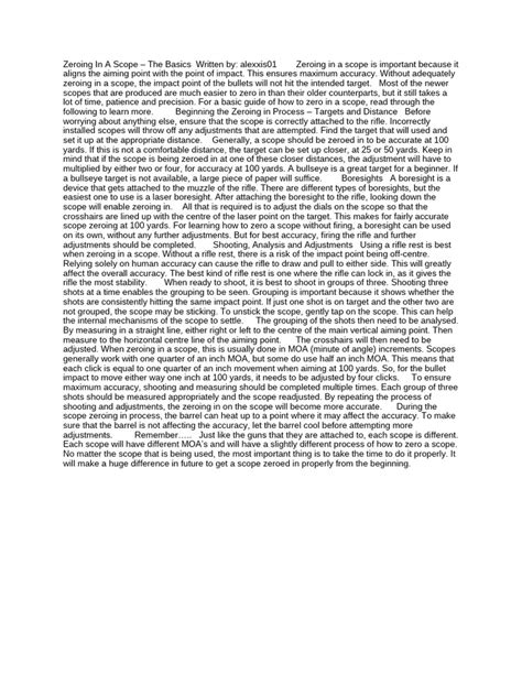 Information2 Howto Zero A Scopehow To Zero A Scope Without Firing