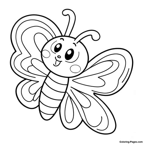 Cute Cartoon Butterfly Coloring Page Coloring Page Free Printable Pdf