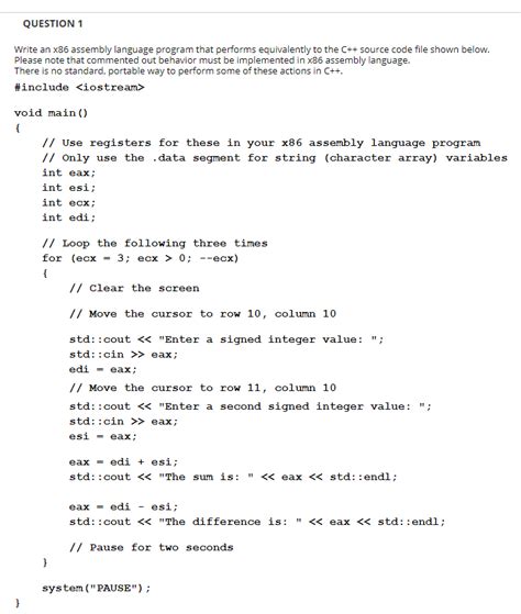 write an x86 assembly language program that