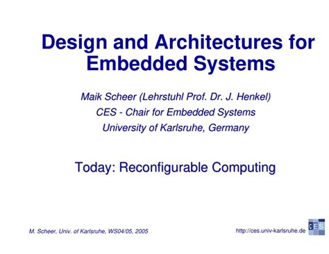 Ppt Design And Architectures For Embedded Systems Maik Scheer Scheer Powerpoint
